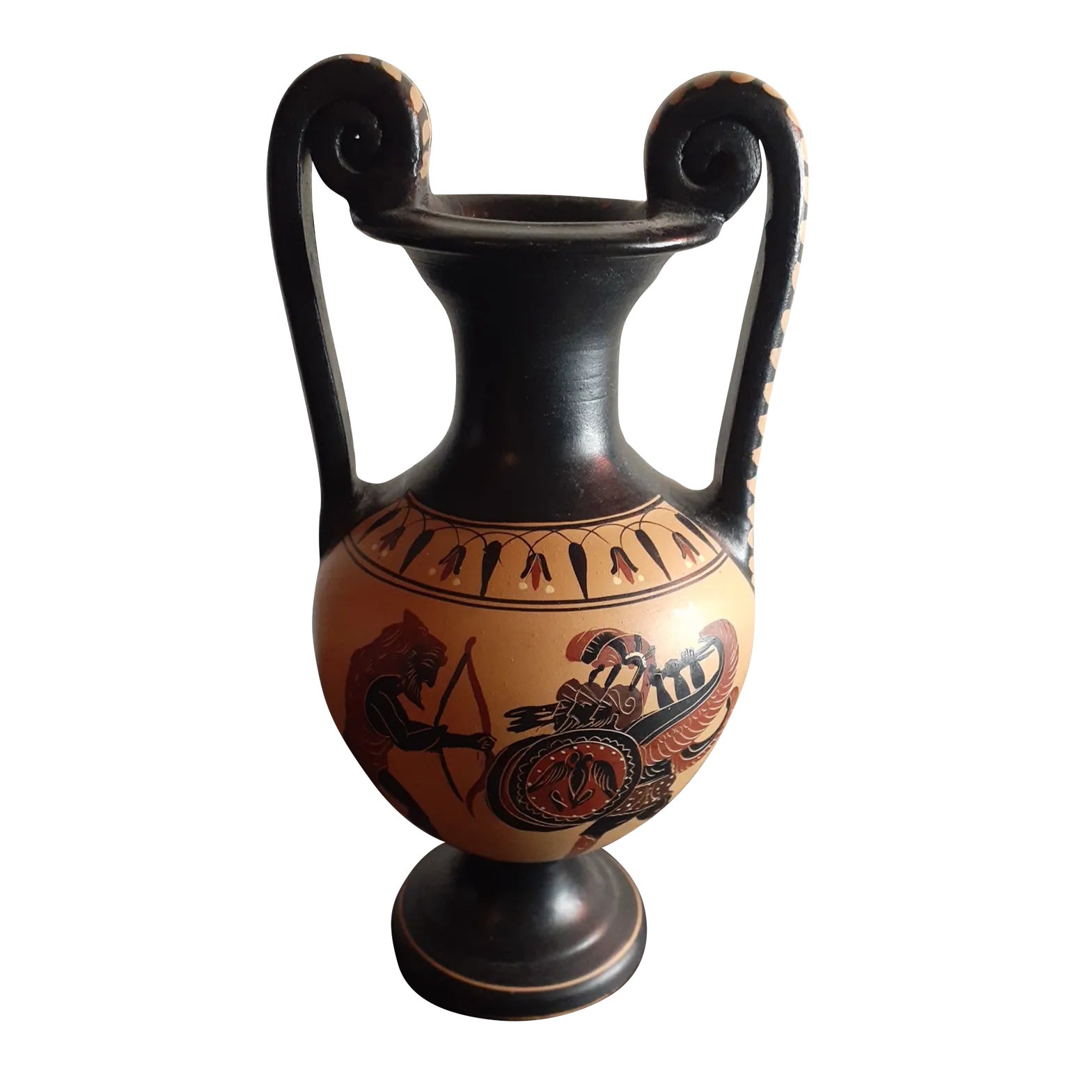 Antique Circa 1920 Hercules Greek Olpe Dual Handle Bud Vase | Chairish
