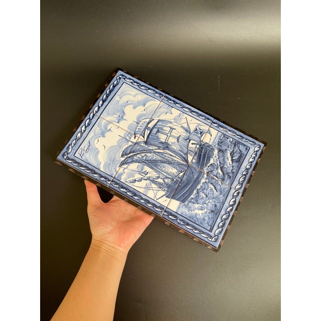 Hand Painted Caravel Sailing Ship Portuguese Azulejos Tile Mural Wall ...