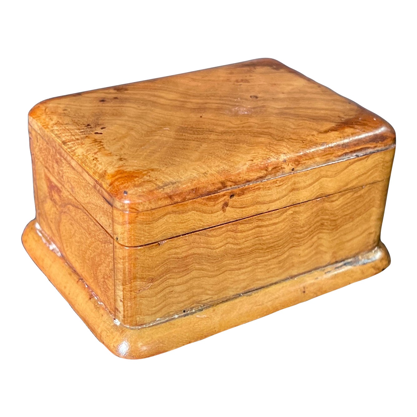 Late 19th Century Olive Wood Treenware Stamp Box | Chairish