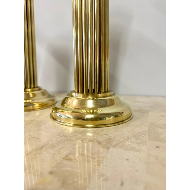 Vintage Brass Pedestal Pillar Candle Holders - Set of 3 | Chairish