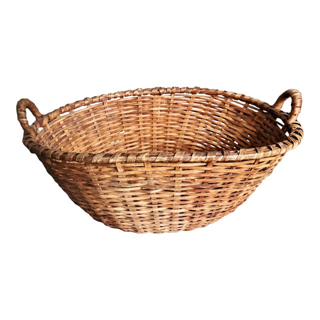 Large Anique Splint Basket | Chairish