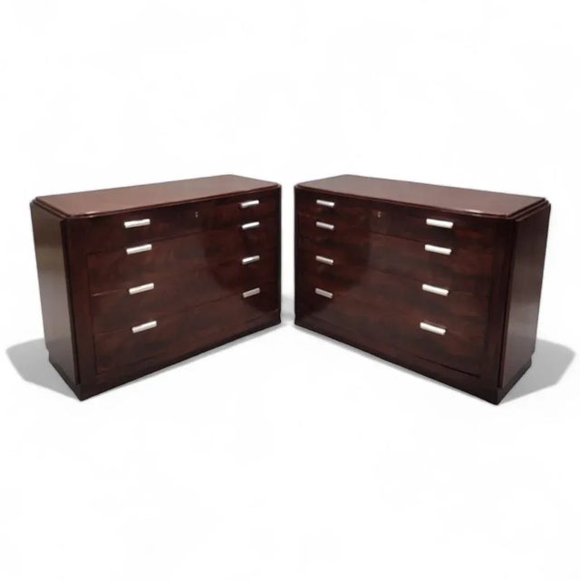 Vintage Art Deco Style Flame Mahogany Chests of Drawers by Ralph Lauren ...