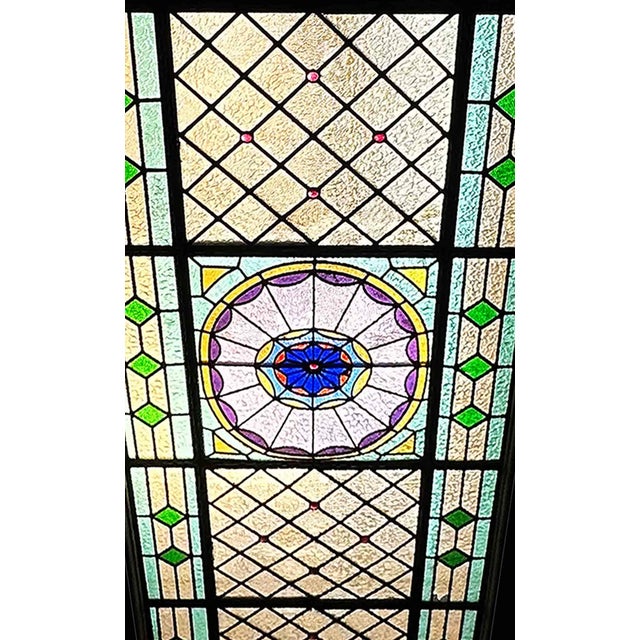 Antique Ornamental Stained Glass Skylight Window | Chairish