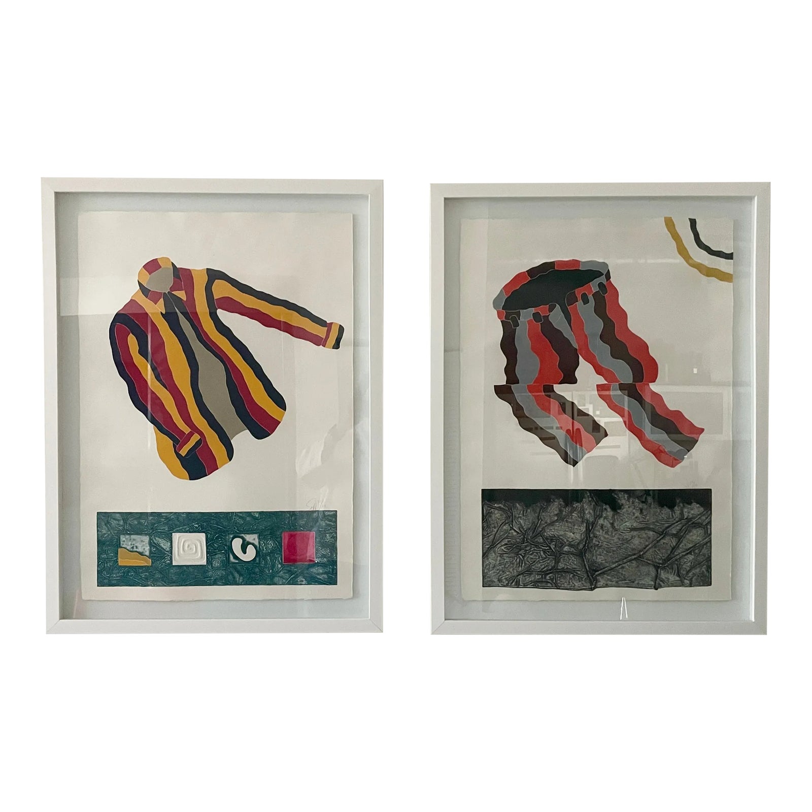 Set of 2 Post Modern 1980's Serigraphs by Donald Saff | Chairish