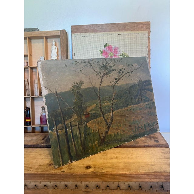 Vintage Hand Painted and Signed Landscape Painting | Chairish
