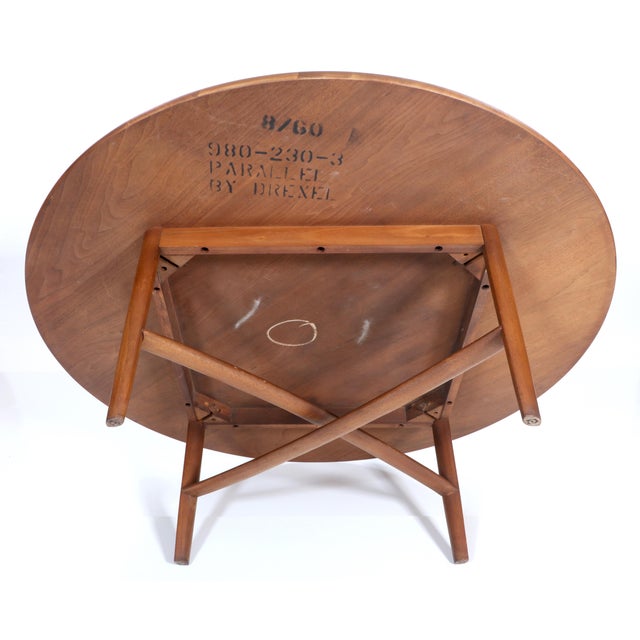 1960s Mid Century Modern Walnut Drexel Parallel Round Coffee Table by ...