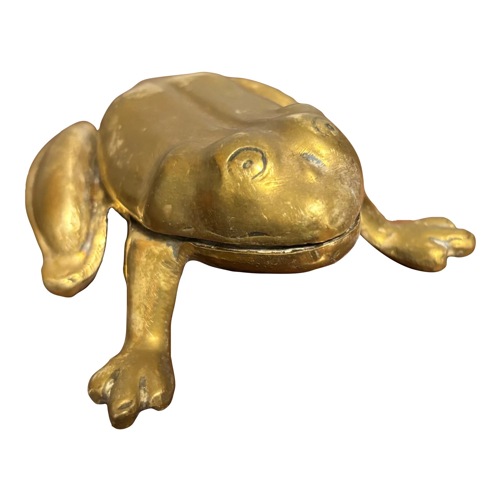 Vintage English Brass Frog Hinged Trinket Box | Chairish