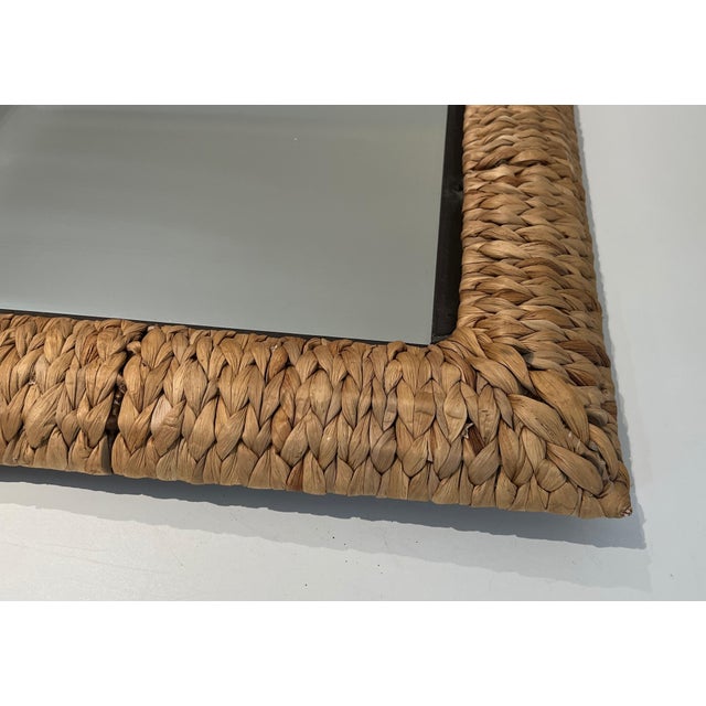 1970s Large Rectangular Rope Mirror | Chairish