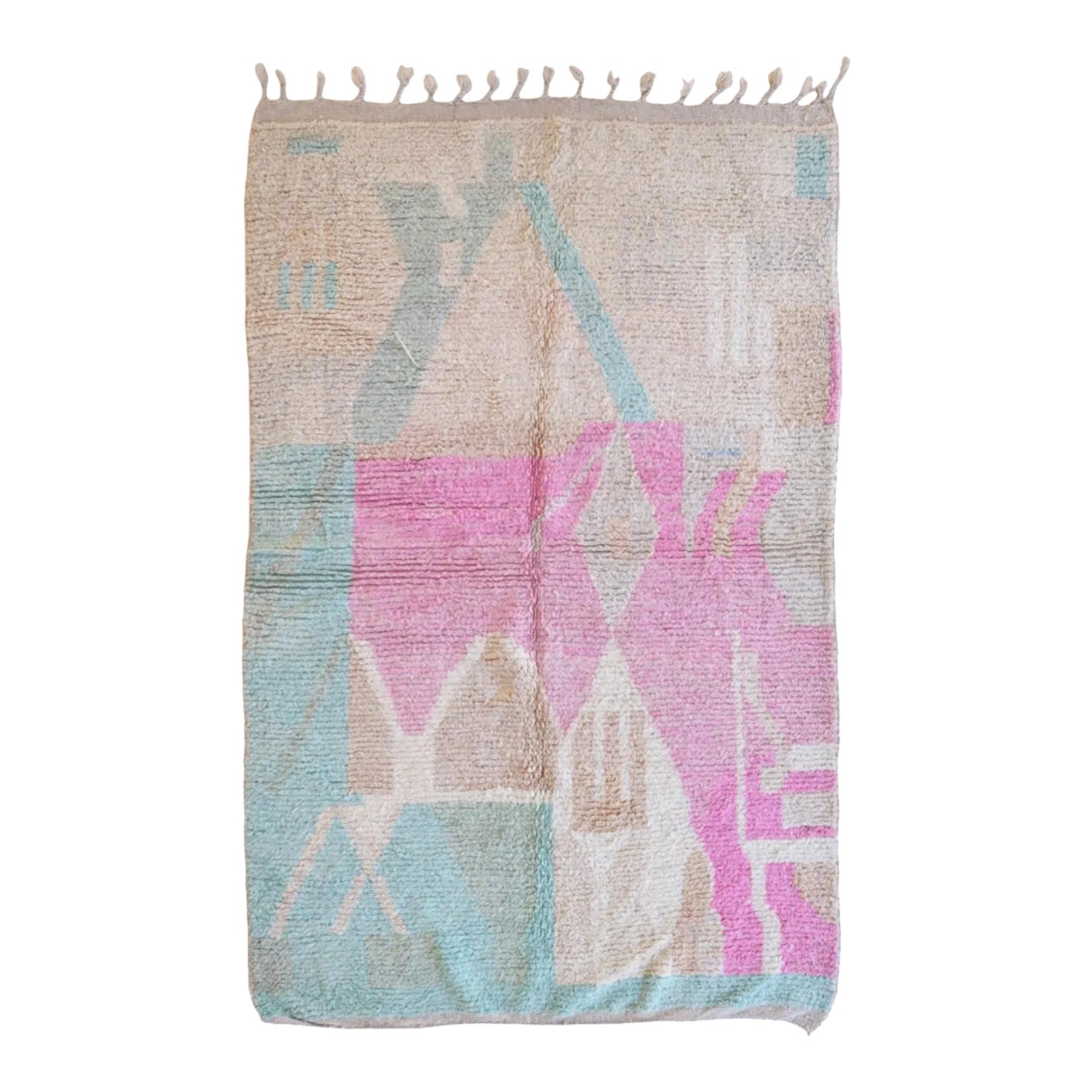 2020's Moroccan Pastel Wool Rug - 8.4 X 5.4 Ft | Chairish