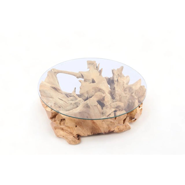 Round Organic Sculptured Teak Root Based Coffee Table 18 | Chairish