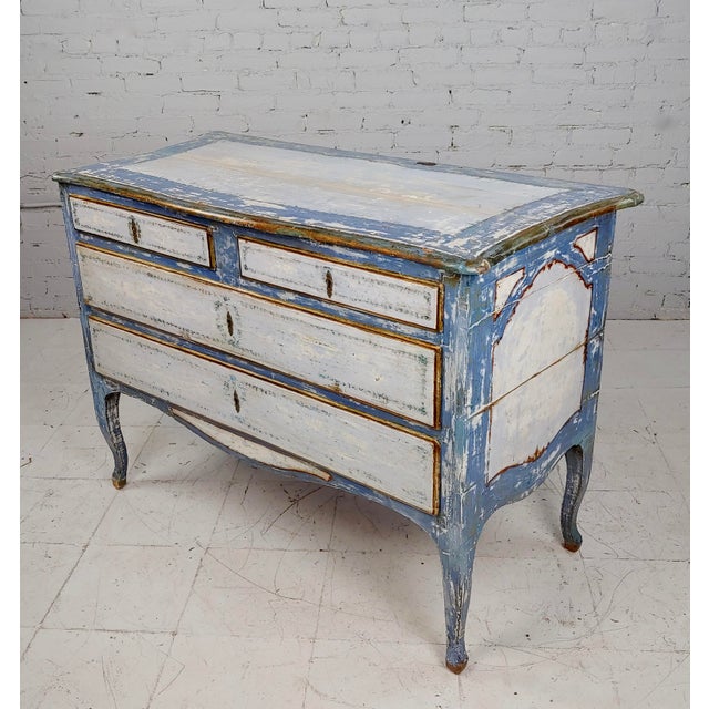 18th Century Swedish Gustavian Blue Painted Commode | Chairish