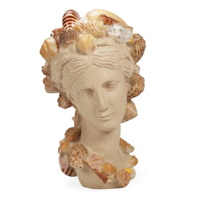 Contemporary Composite Bust Encrusted With Shells and Painted Accents ...