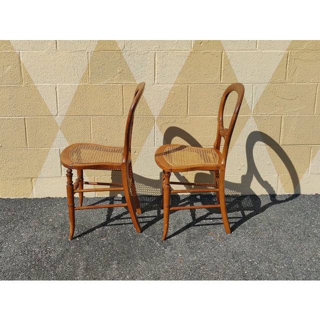 Late 19th Century Vintage Victorian Inlaid Chairs With Wicker Seats ...