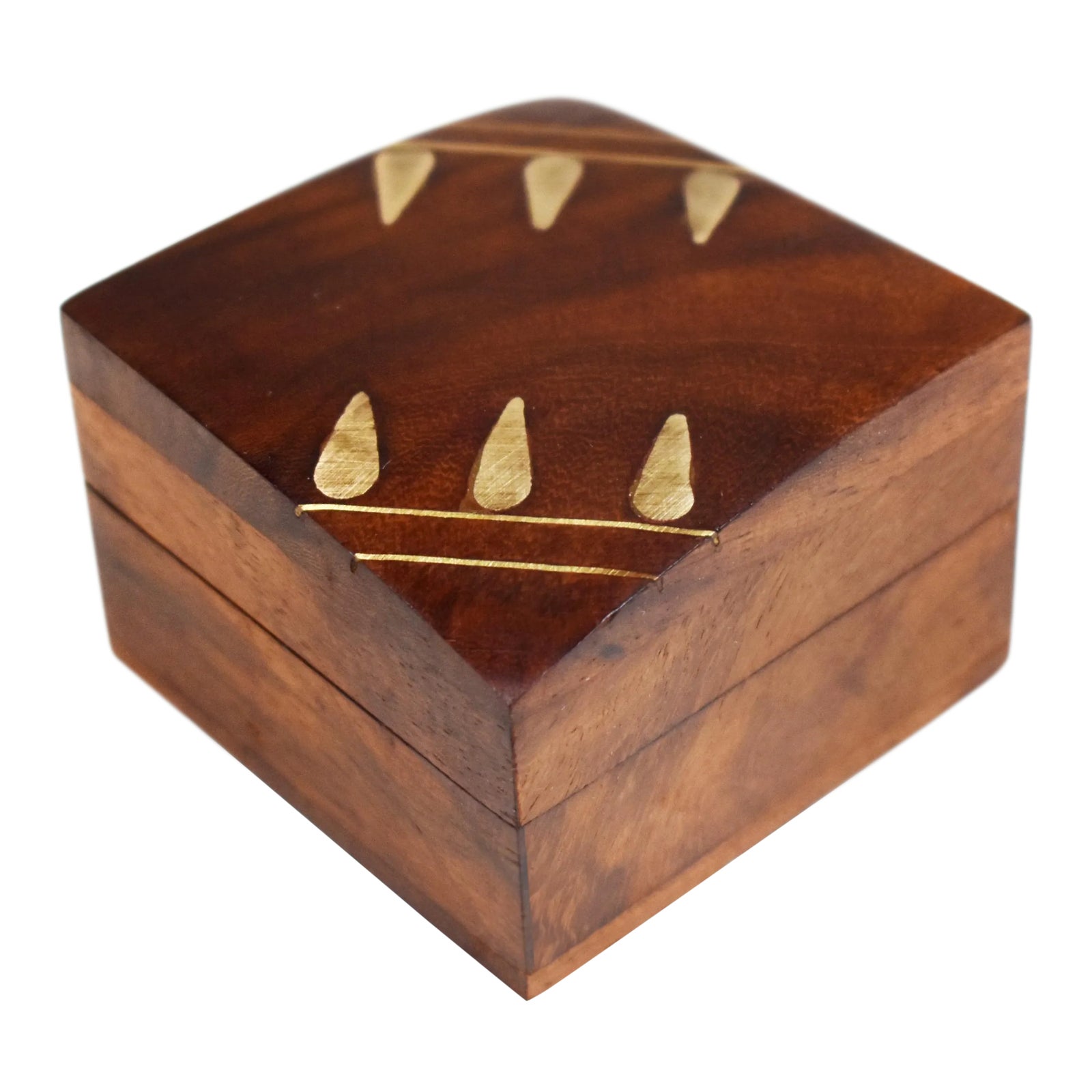 Vintage Hand Made Carved Inlaid Ring Jewelry Wooden Box | Chairish