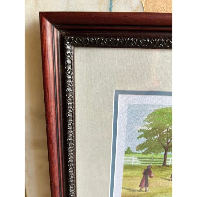 Vintage Framed Signed Print Children Playing Outside “Amish Happier ...