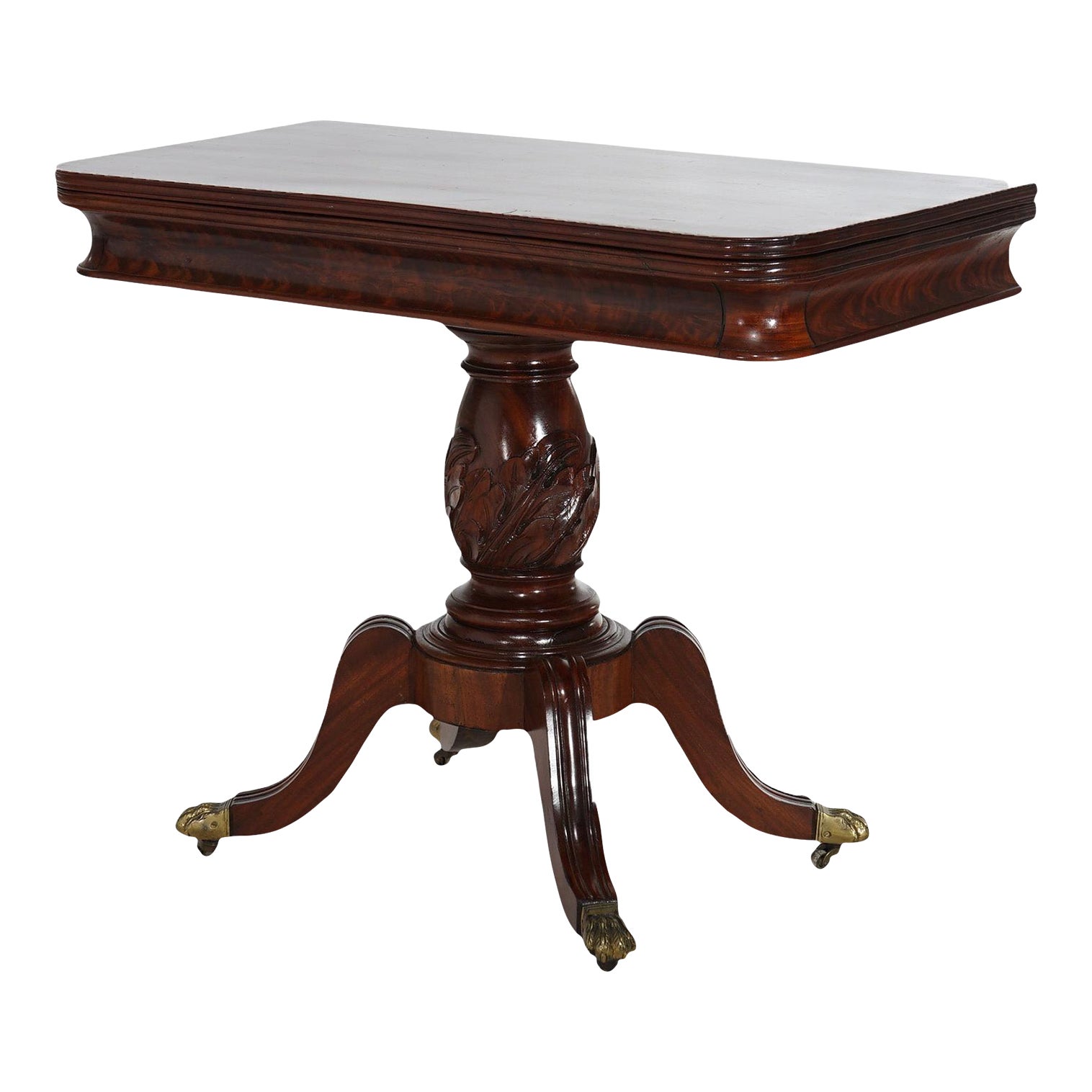 Antique Duncan Phyfe Carved Mahogany Card Table Circa 1830’s | Chairish