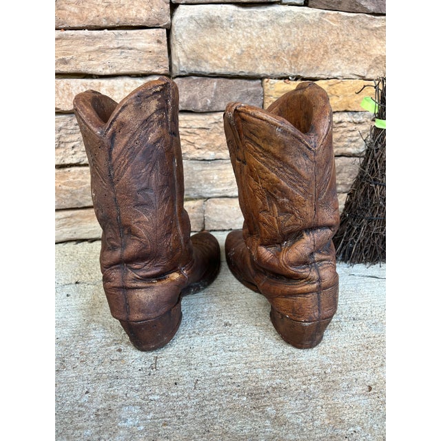 1970s Stone Western Cowboy Boot Planters - Set of 2 | Chairish