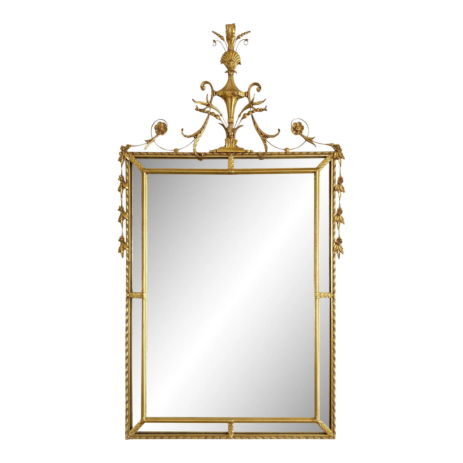Large Vintage Neo Classical Regency Style Wall Mirror | Chairish