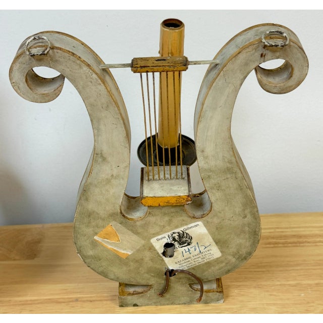 English Regency Gray Painted Tole & Brass Lyre Motif Wall Sconces - a ...