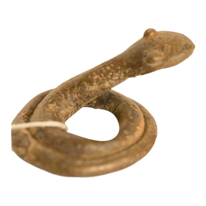 Vintage African Bronze Coiled Alert Snake | Chairish