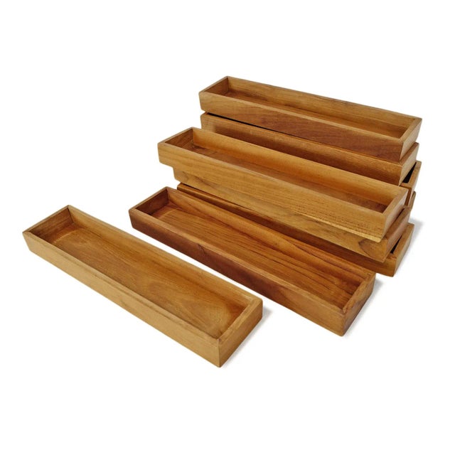 Simple Teak Wood Long Tray | Chairish