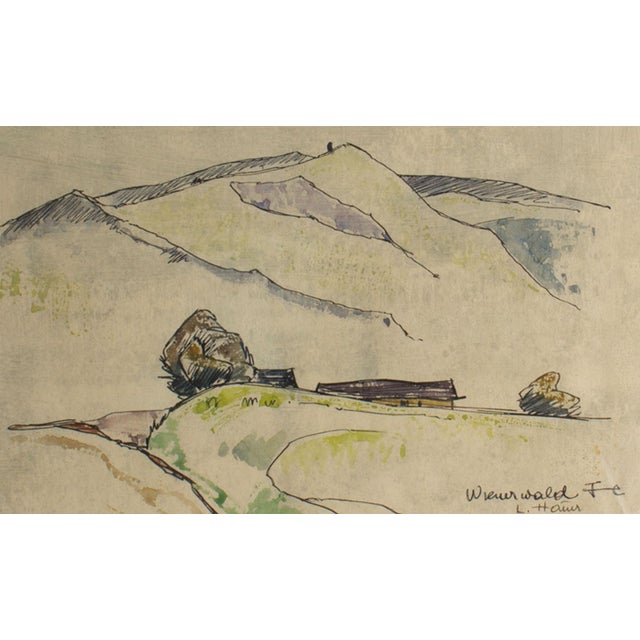 Signed “Wienerwald” Watercolor and Ink Painting by Leopold Hauer | Chairish
