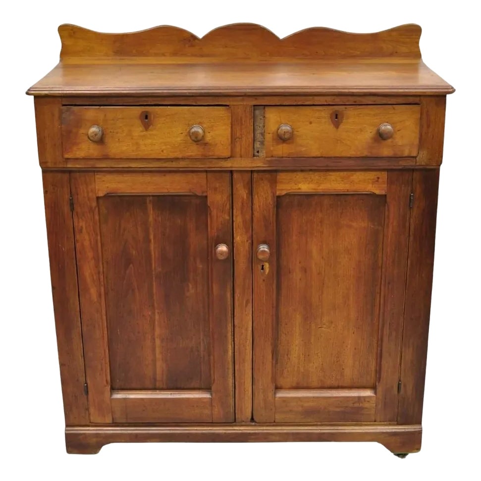 Antique American Colonial Primitive Mahogany 2 Drawer Jelly Cupboard ...