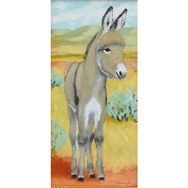 Original Charming Burro Donkey Oil Painting Including the Antiqued Gold ...