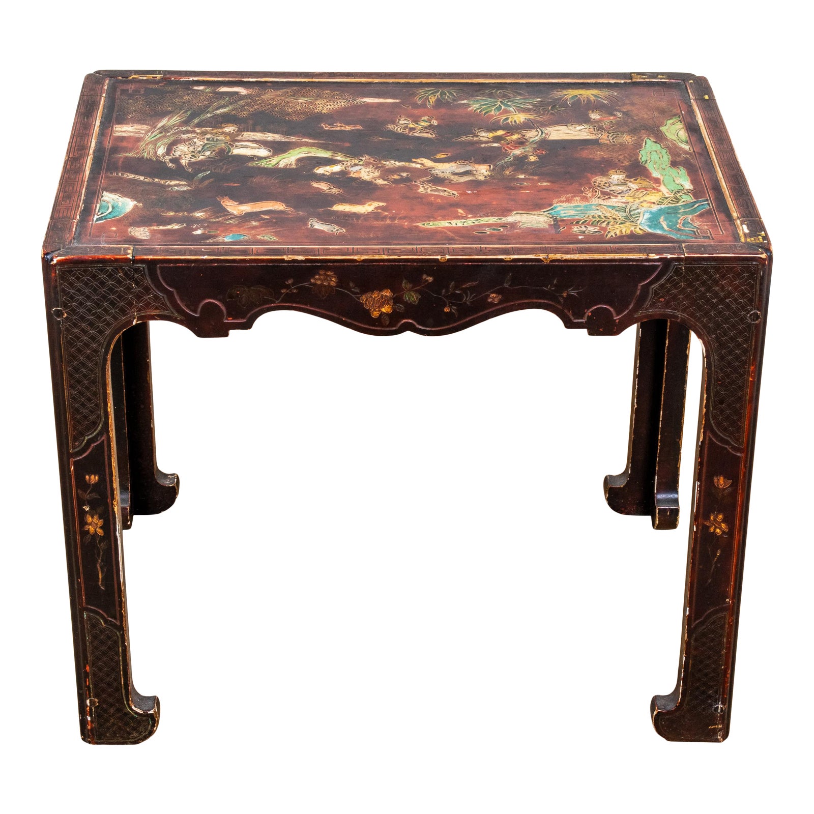 Chinese Polychrome Lacquered Side Table | Chairish