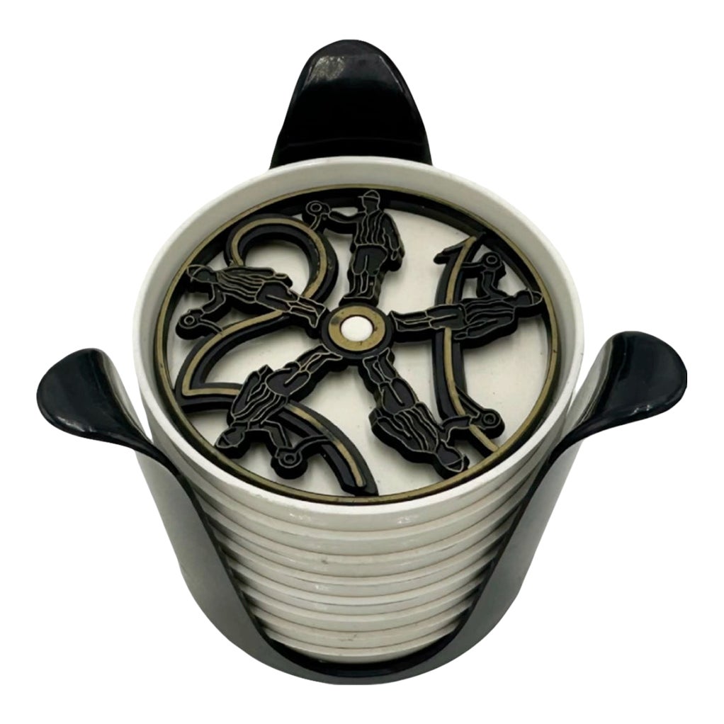 Vintage 21 Club Nyc Restaurant Set of 8 Plastic Coasters & Stand Set ...