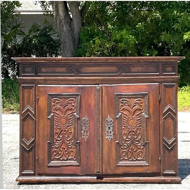 Antique 18th Century Carved Primitive Sideboard | Chairish