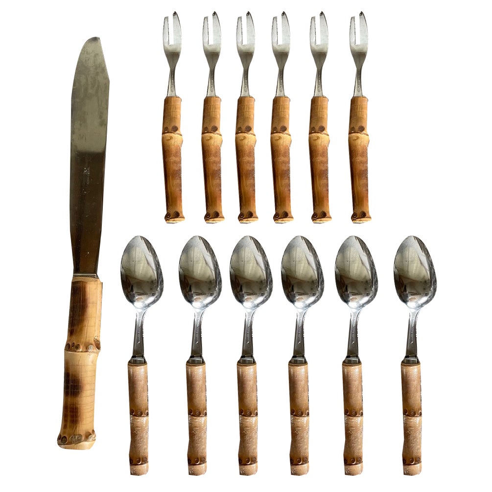 Bamboo Cake Servers, Set of 13 | Chairish