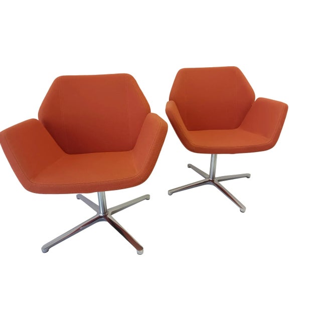 Late 20th Century Modern Keilhauer Orange Swiveling Chairs - Set of 2 ...
