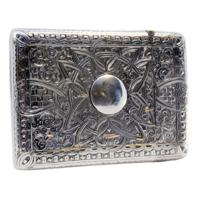 Silver Cardboard Box with Asymmetrical Engravings of Scrolls, Garlands ...