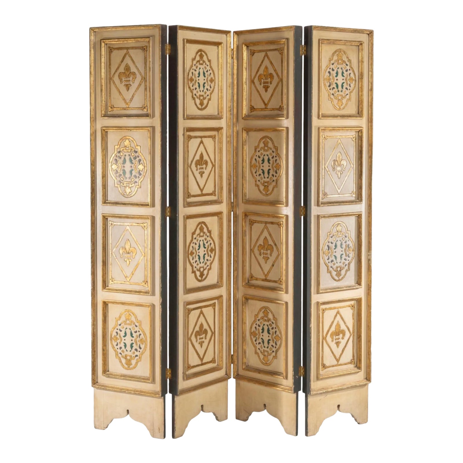Vintage French Style Wood Folding Screen | Chairish