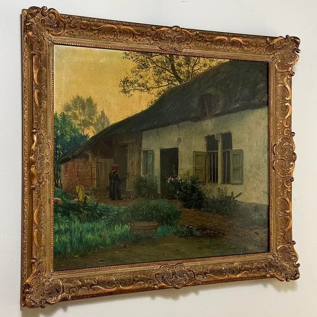 Antique Framed Oil Painting on Canvas by Omer Coppens (1864–1926 ...