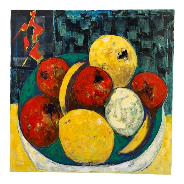 Mid 20th Century Cubist Style Fruit Still Life Painting by Leon Collard ...