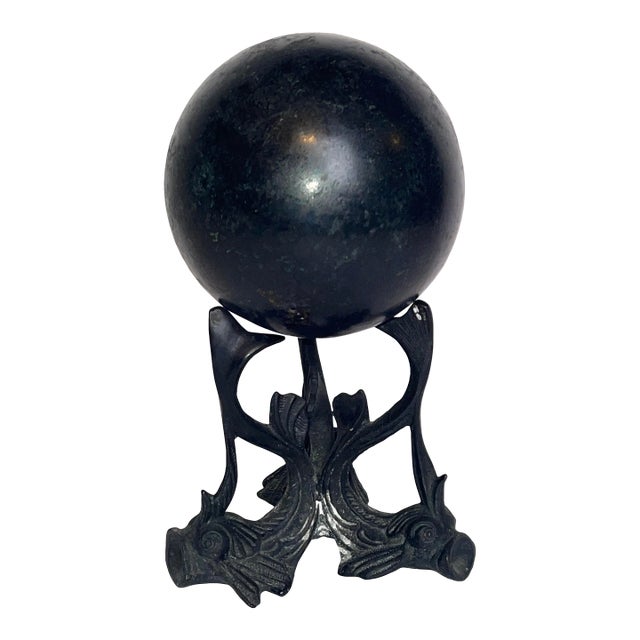 Black Bronze Metal Iron Globe Orb | Chairish