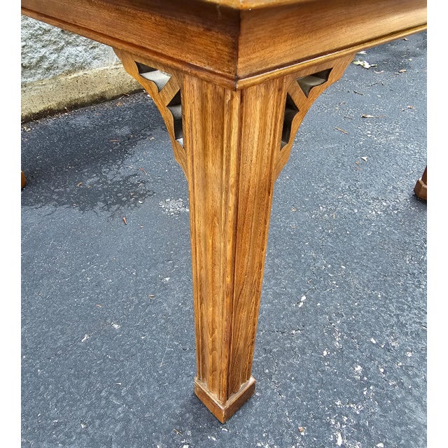 Stickley Chippendale Walnut and Tempered Ogee Cut Edge Glass Top Coffee ...