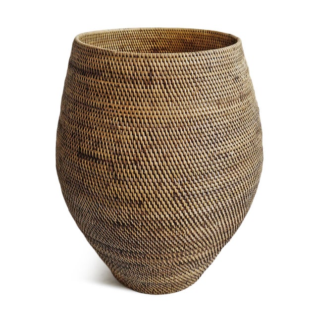 Sumba Rattan Basket With Lid | Chairish