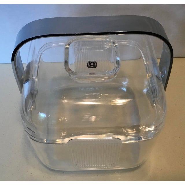 1970’s Guzzini Art Deco Clear Lucite Ice Bucket With Liner | Chairish
