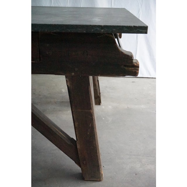 Work Table With Blue Stone Top, Two Drawers | Chairish