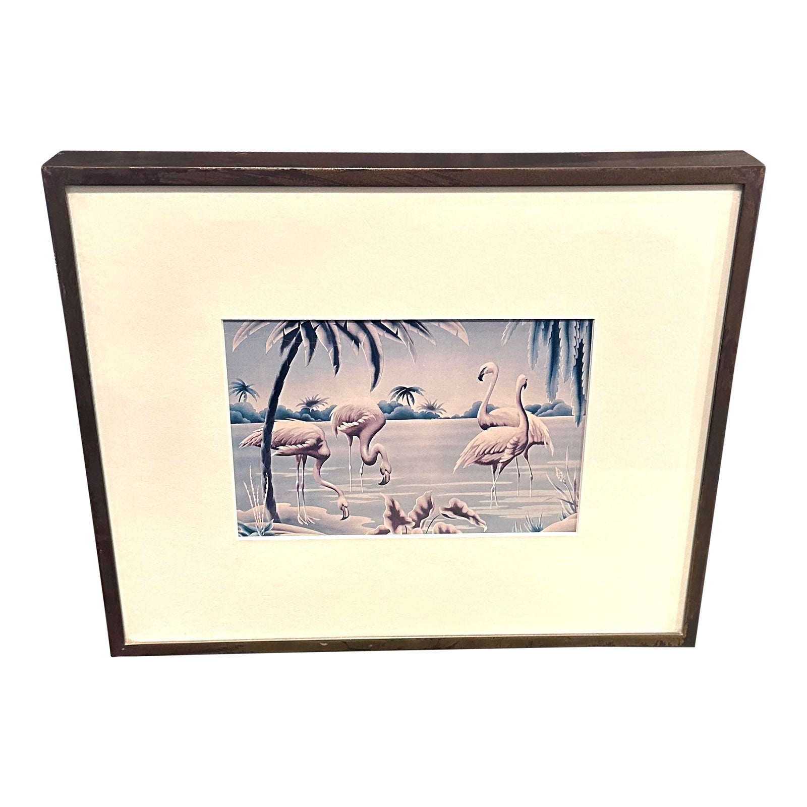 1950s Mid Century Tropical Flamingos Turner Print | Chairish