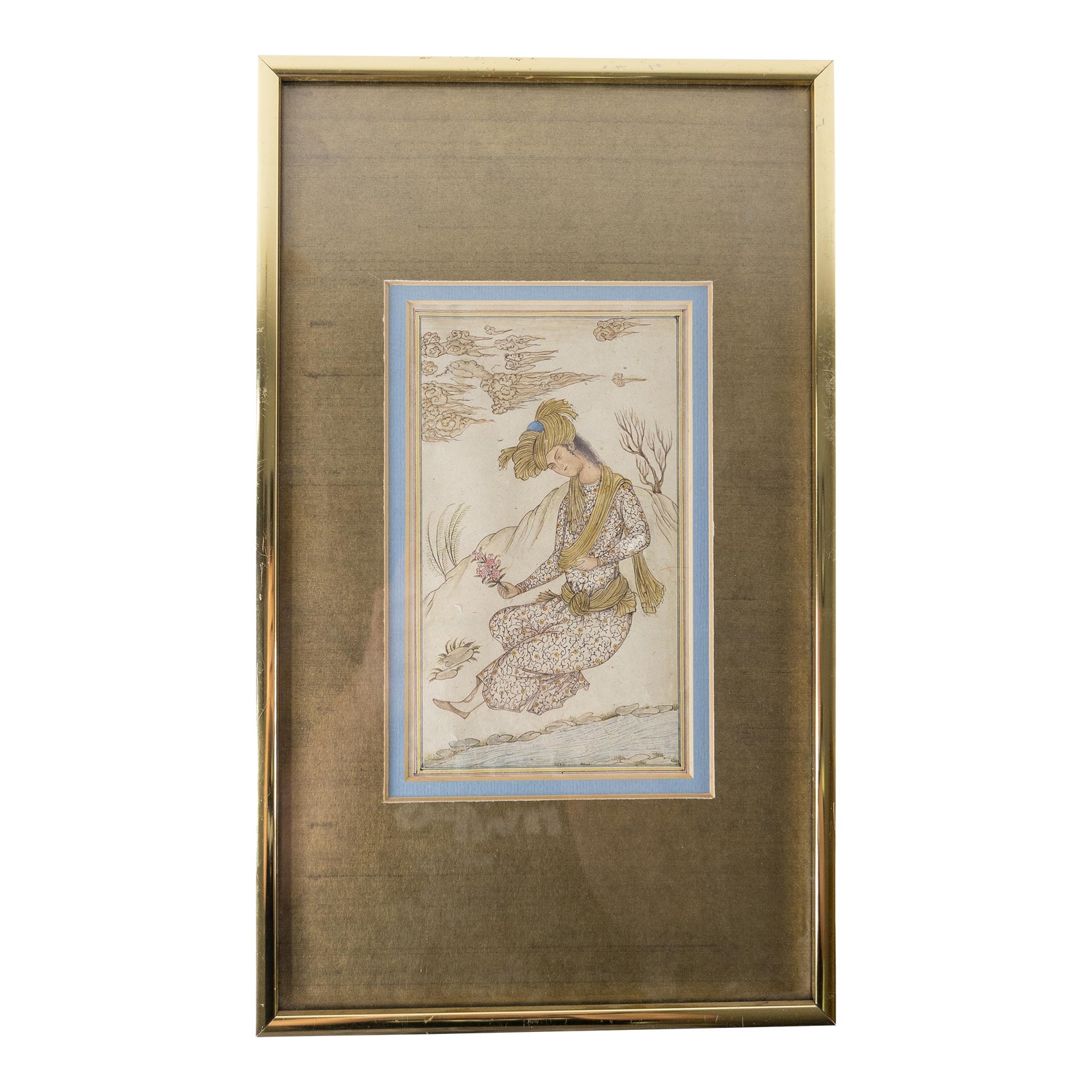 17th/18th Century Persian Safavid Drawing of a Young Man | Chairish