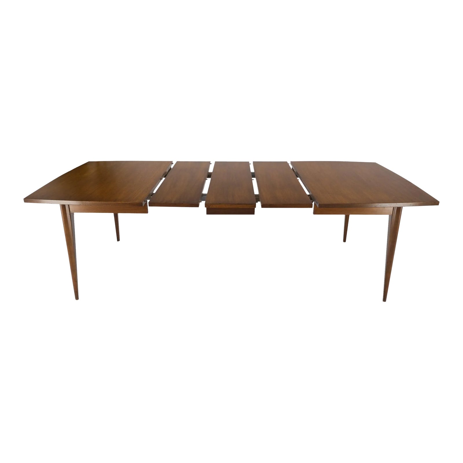American Walnut Danish Modern Style Boat Shape Dining Table w/ 3 Leaves ...