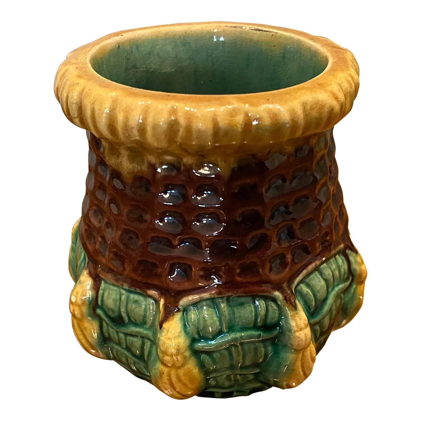 1920s Majolica Ware Honey Pot | Chairish