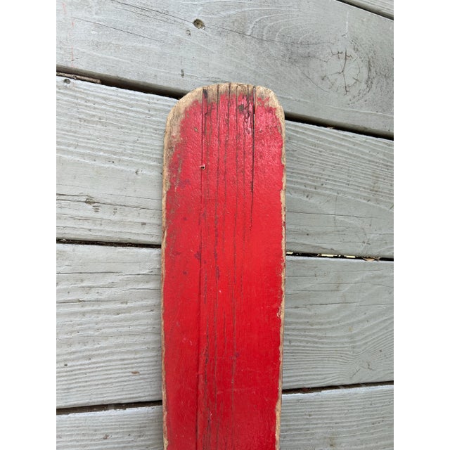 Antique Wooden Boat Oars Distressed Red a Pair | Chairish