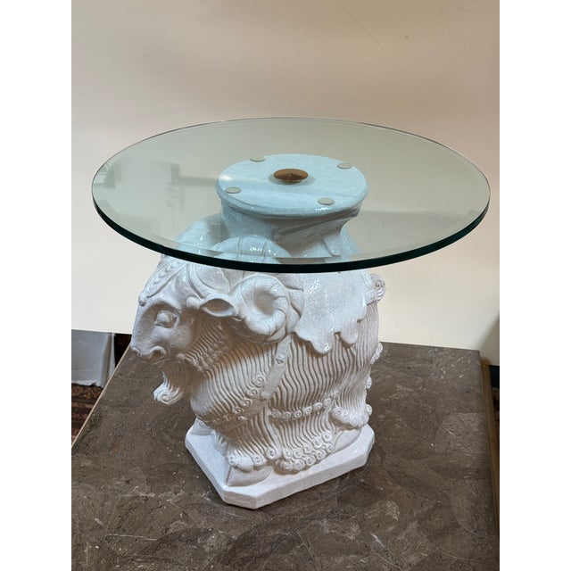 Vintage Ceramic Ram Side Table | Chairish