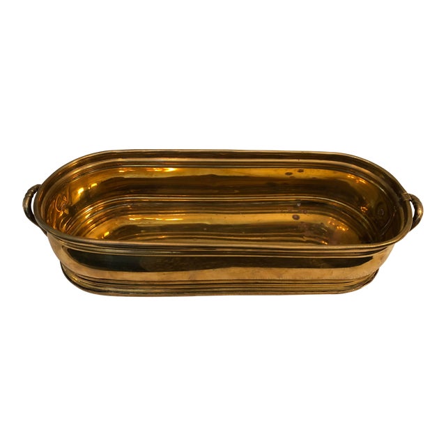 Vintage Brass Oval Cachepot With Handles | Chairish