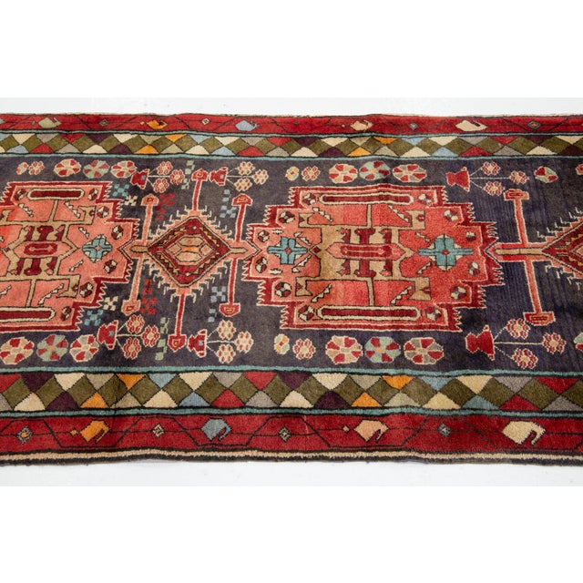 1960s Vintage Persian Heriz Wool Rug With Multicolor Geometric Design ...